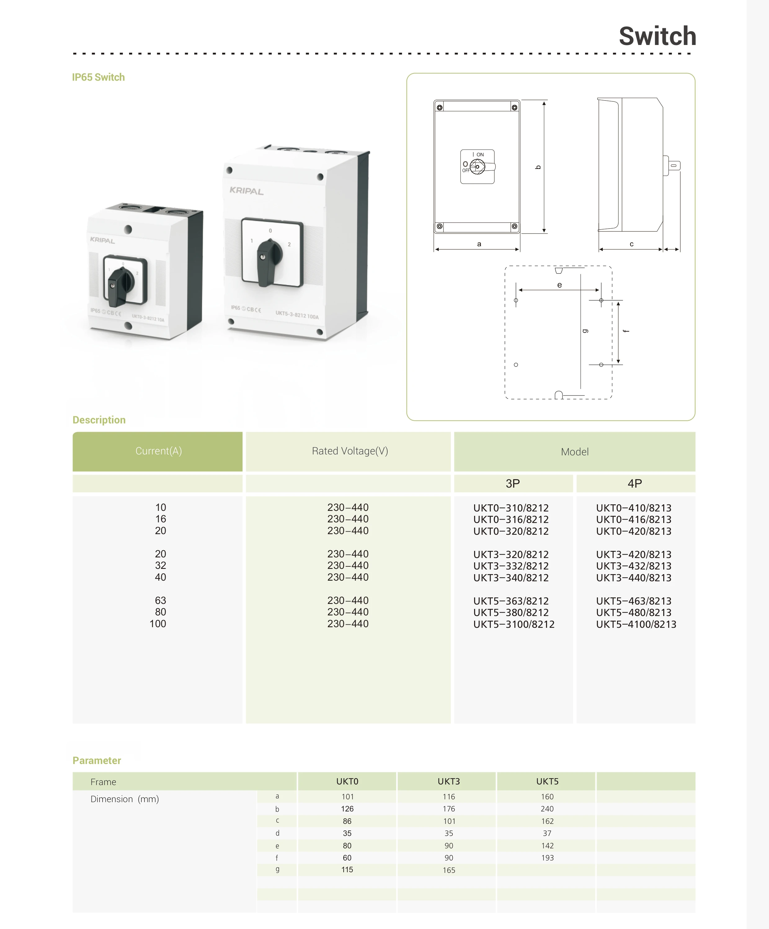 Kripal Disconnector Ip65 Selector Switch 4 Poles 100a Changeover Switch ...