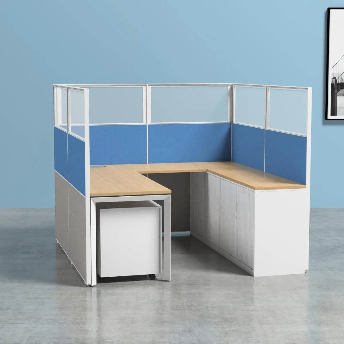 L Shape Office Furniture Workstation Desk 6 Adjustable Leg L Shape ...