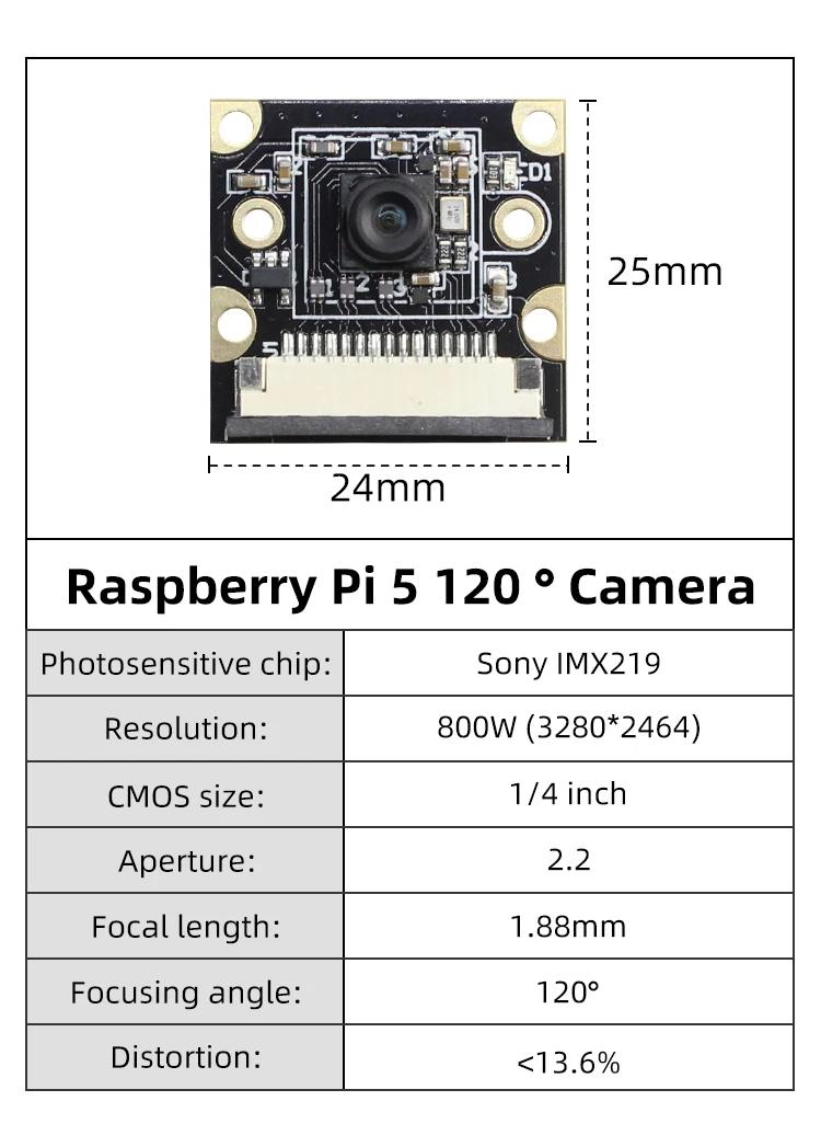 Raspberry Pi 5 Camera Module - 8 Megapixel IMX219 Sensor
