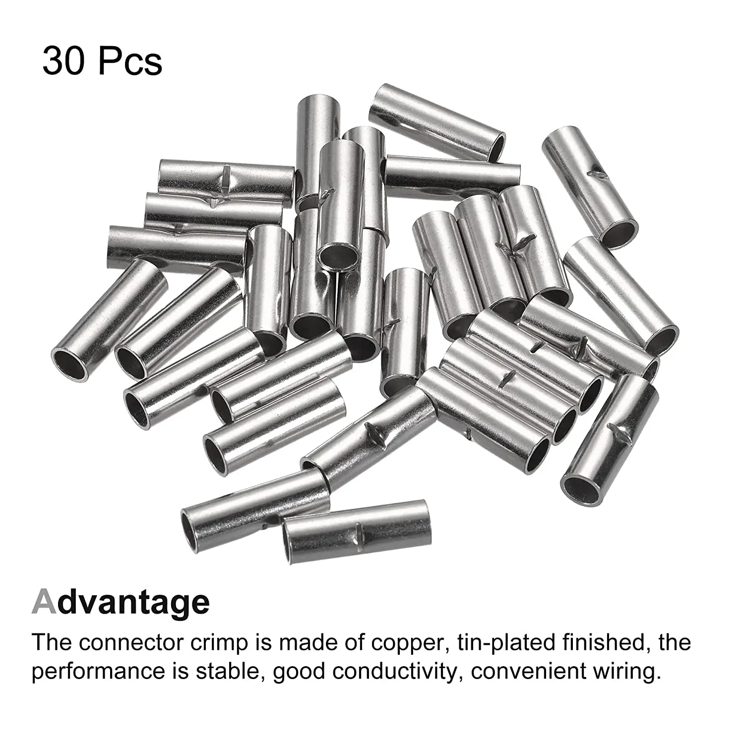 BN8 Non-Insulated Butt Crimp Terminals - 8 AWG Connectors
