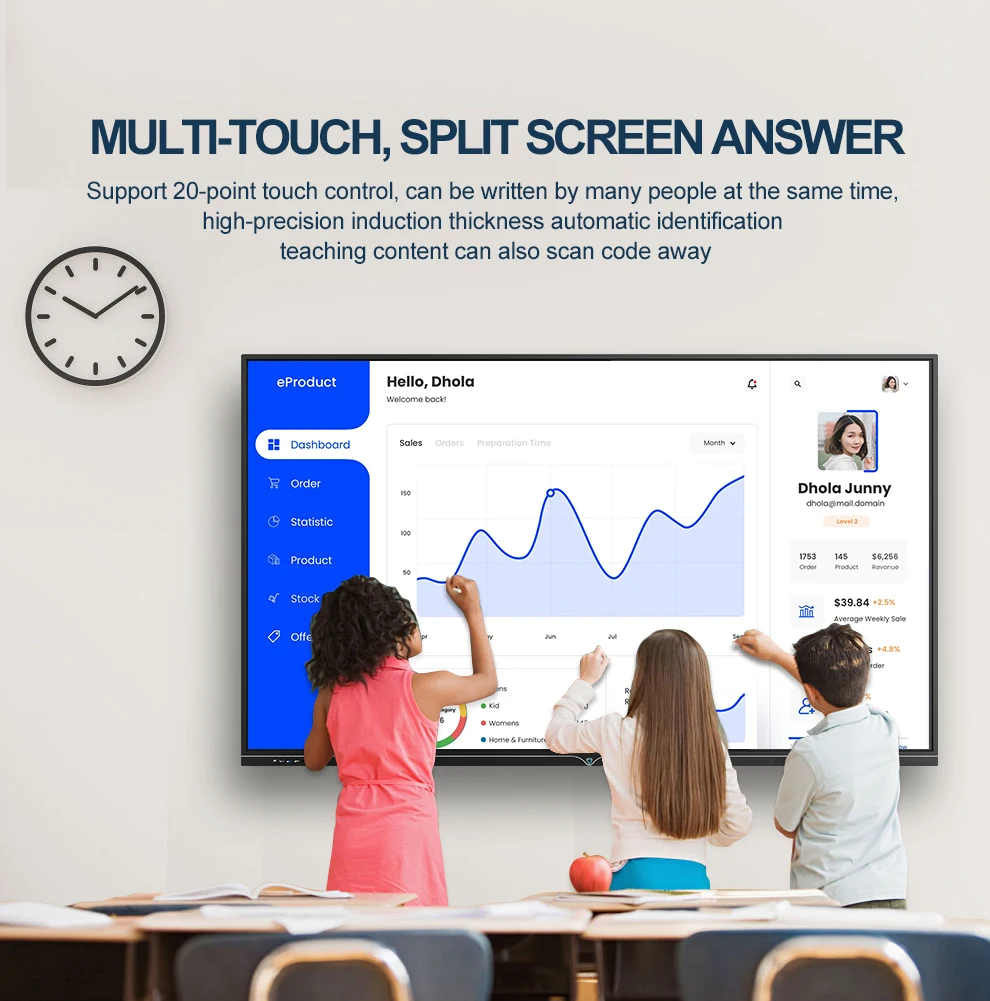 OEM 65 75 Inch Interactive Whiteboard Smart Touch Screen 55 Board Smart ...
