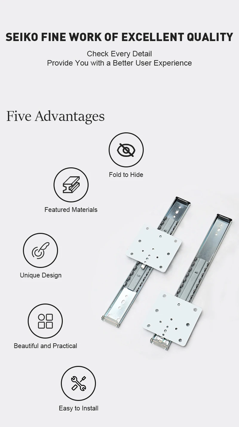 Furniture Hardware Hidden Drawer Slide Soft Close Sliding Cabinet ...