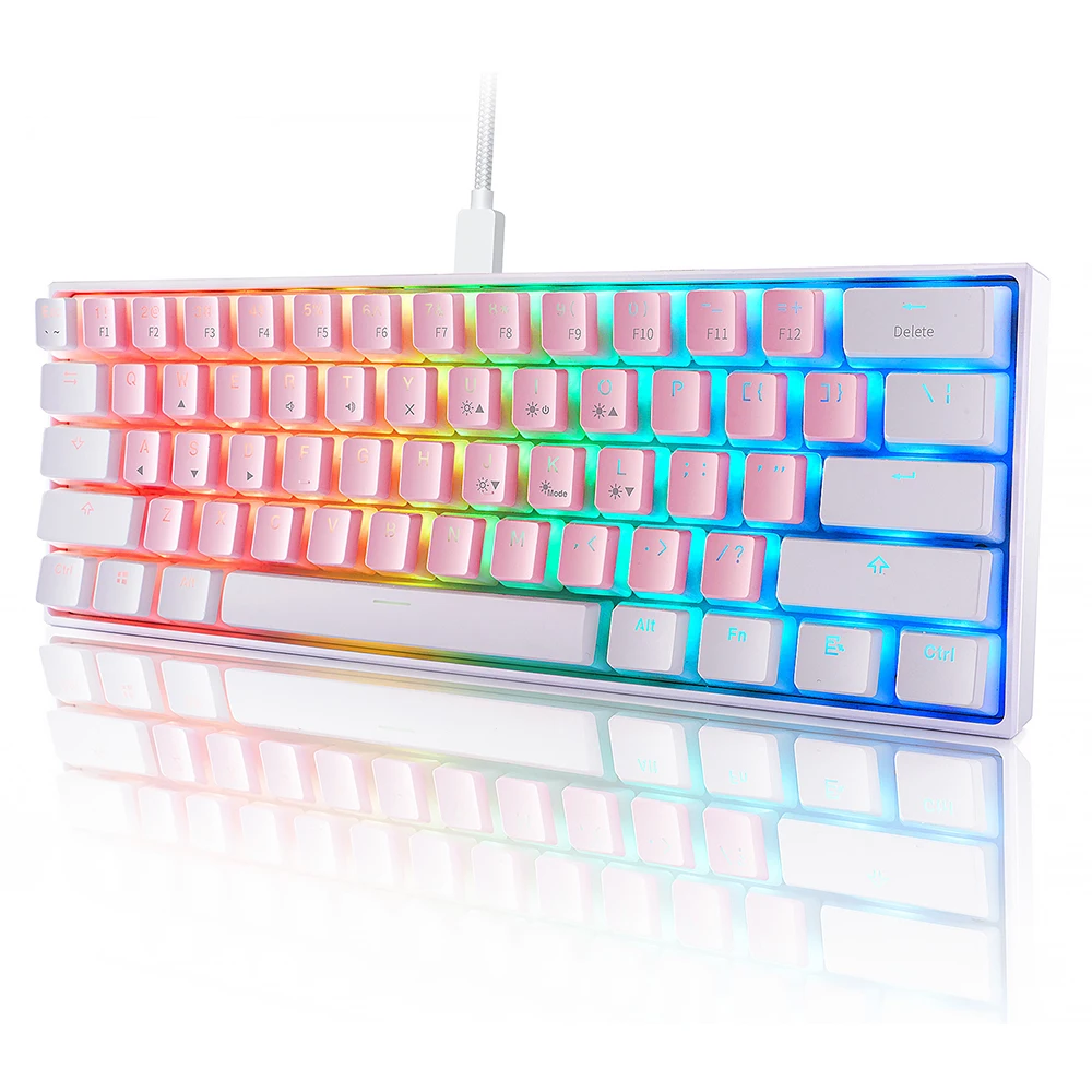 Seenda 61 Pbt Keycaps Mini 60% Mechanical Gaming Keyboard With Customizable Rgb Backlit ...