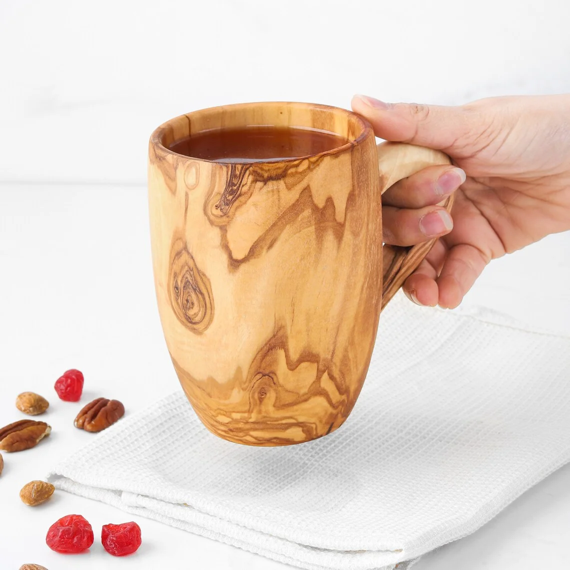 Large Wooden Mug Wooden Cup Handmade Olive Wood Handmade Mug for Warm ...