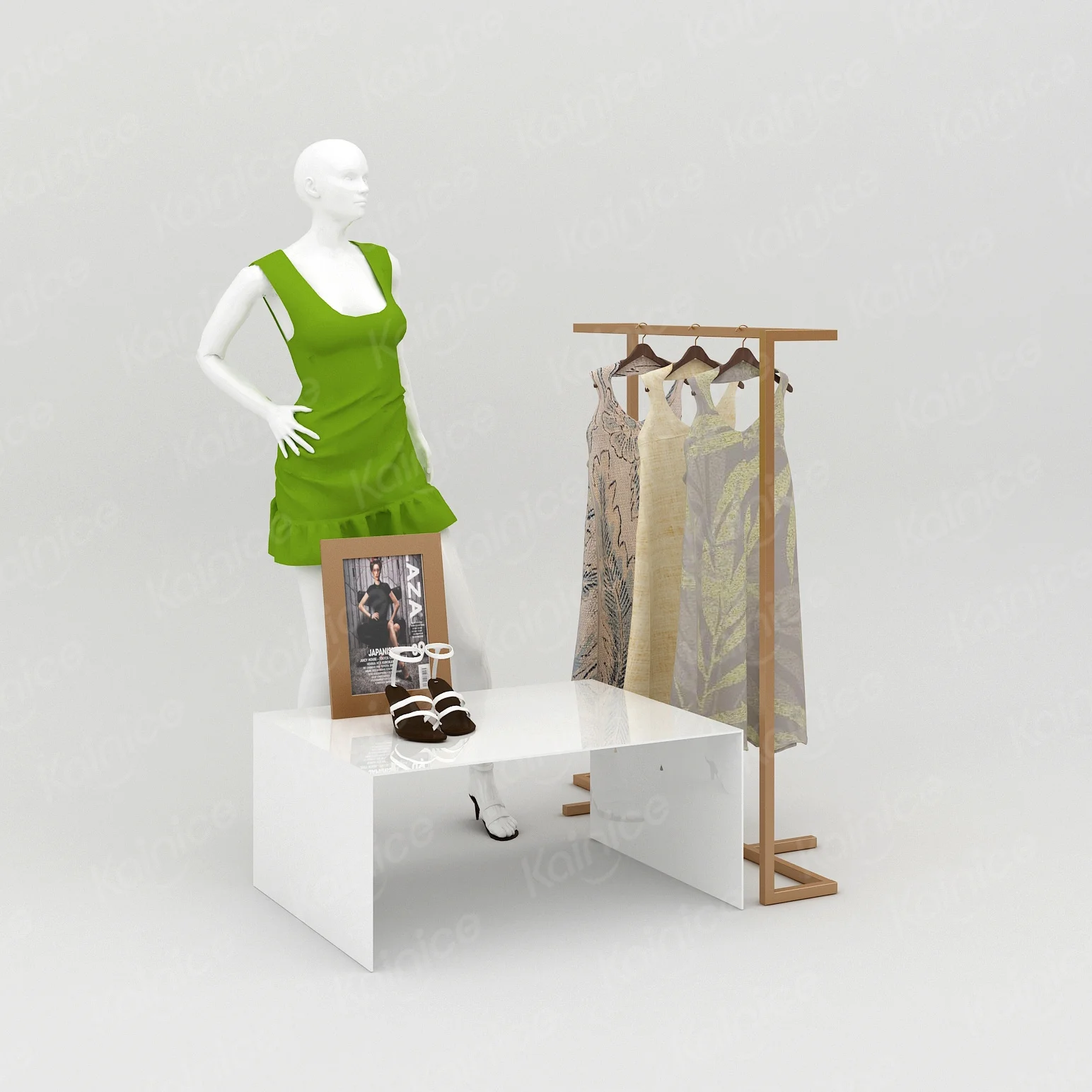Kainice Gold Metal Free Standing Clothing Display Racks Iron Stainless ...