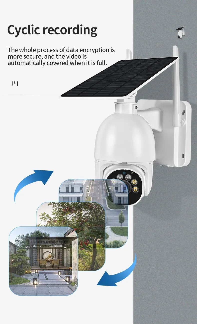 Tuya 2mp Ptz Wifi Solar Camera 360 Degree Rotate Outdoor Waterproof Motion Detection Battery ...