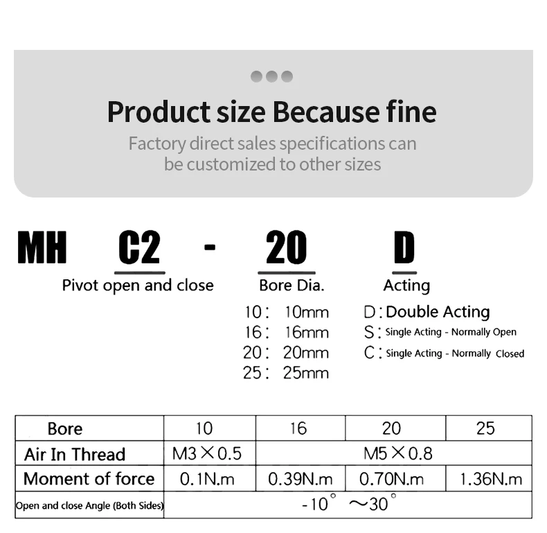 SMC MHC2-10D 16D 20D 25D Cylinder Standard Parallel Type MHC2 Series ...