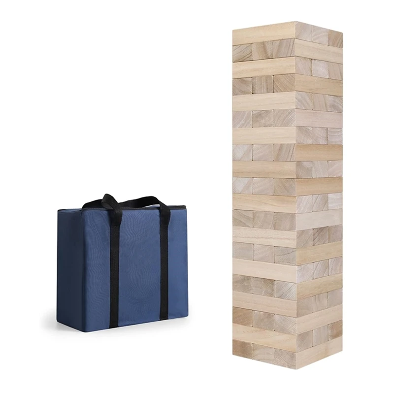 54pcs Wooden Jumbo Blocks Timber Tower Stacking Game Night Toy Gift ...