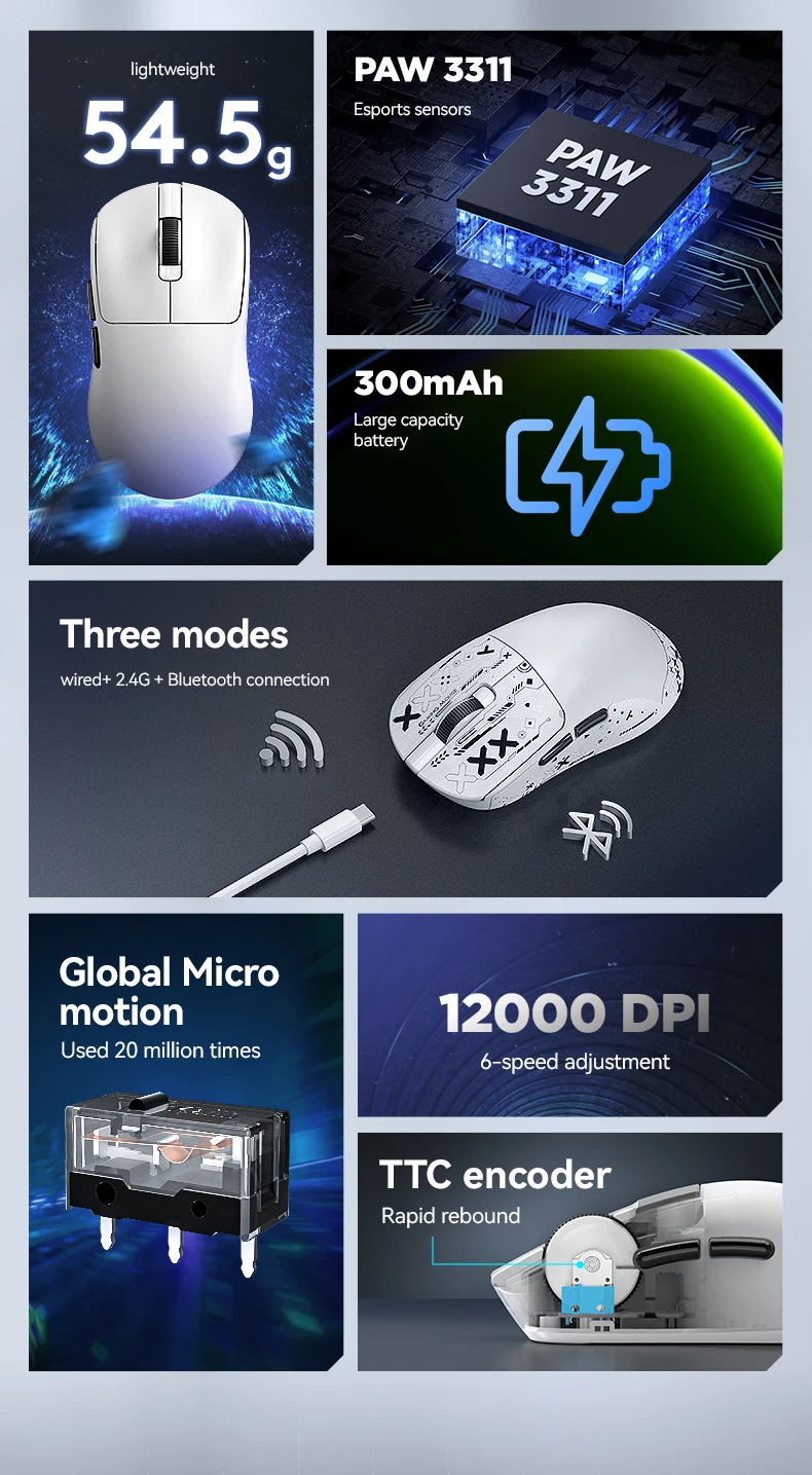 Lightweight Gaming Mouse PAW 3311 - Programmable, Ergonomic Design with ...