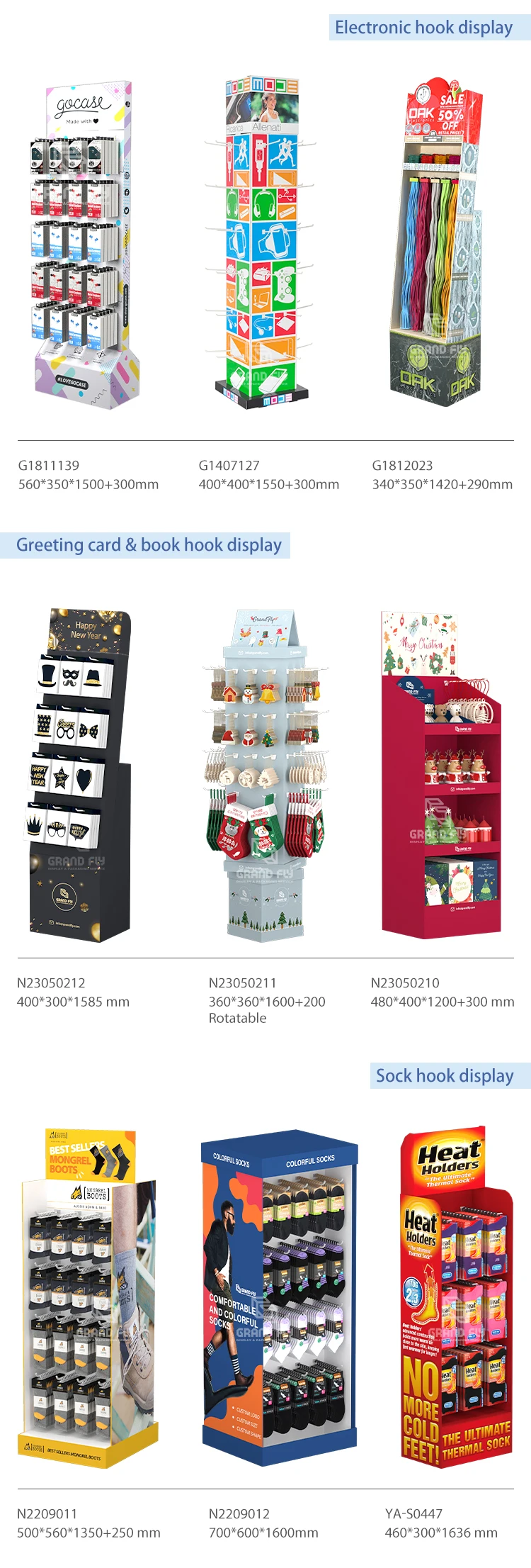 Double Sided Cardboard Hook Peg Display Rack - Corrugated Retail Floor ...