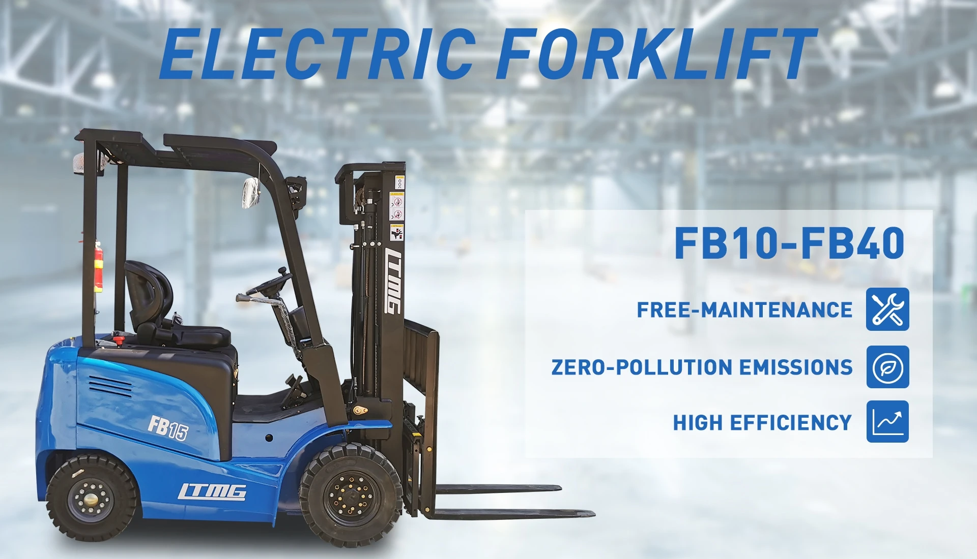 2 Ton Full Ac Electric Forklift 2 Stage Wide View Mast 3m Lifting ...