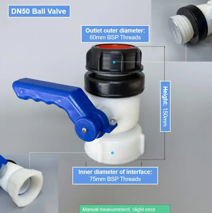 Dn40/dn50/dn60/dn80 Ibc Ball Valve For 62mm/75mm/80mm/100mm Ibc Tank Discharging Outlets - Buy ...