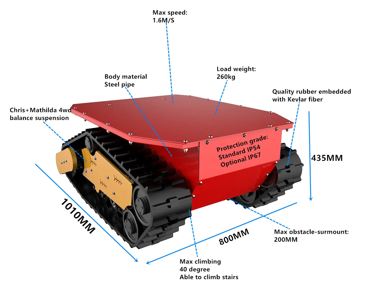 880t Enhanced Tracked All Terrain Electric Vehicle Rubber Stair ...