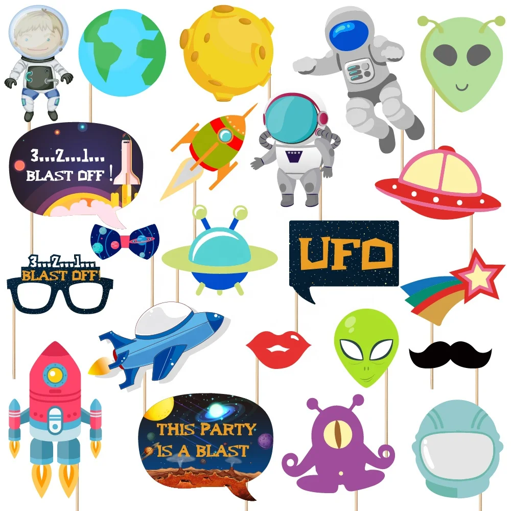 Pafu Outer Space Birthday Party Supplies 22pcs Universe Space Photo ...