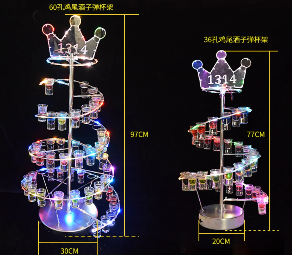 LED Lighted Acrylic Rotating Shot Glass Flight Tray