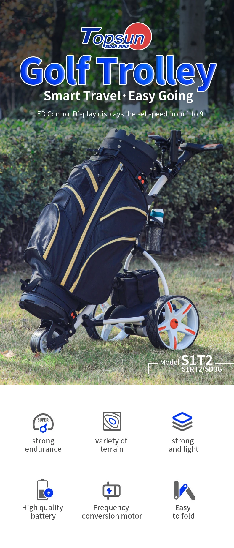 Digital Golf Trolley Electric Golf Trolley Powerful Function Golf Caddy ...