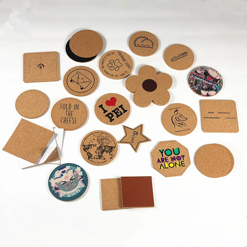 Natural Eco Friendly Small Order Wooden Coasters Custom Shape Cork ...