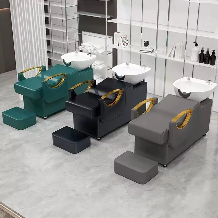 Modern Furniture Salon Hair Wash Chairs Shampoo Bed With Ceramic Bowl ...