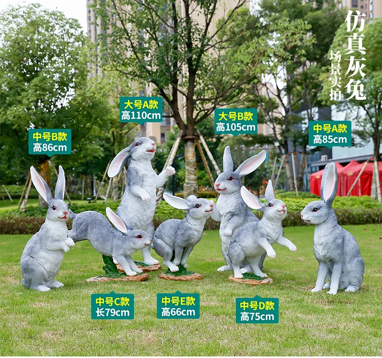 Life Size Rabbit Statue Larger Fiberglass Simulation Animal Sculpture ...
