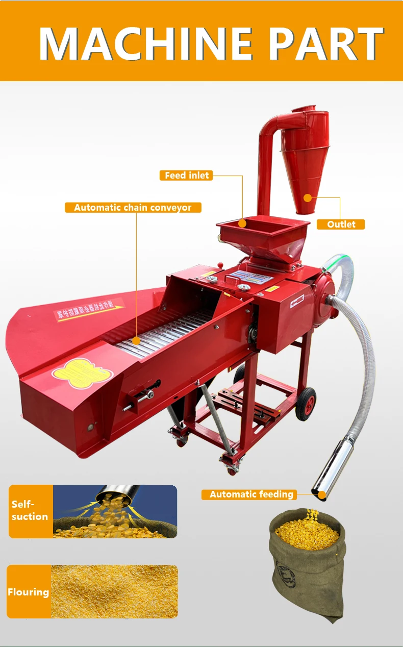 Farm Electric Animal Feed Silage Grass Chaff Cutter Crusher Hay Grinder ...