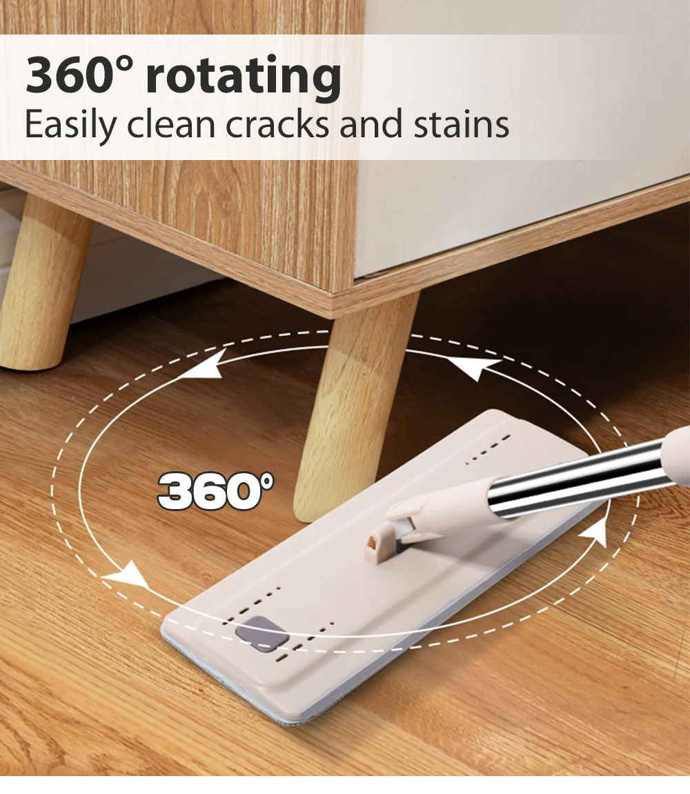 Masthome Hand Free Microfiber Flat Mop Bucket Stainless Steel Pole ...