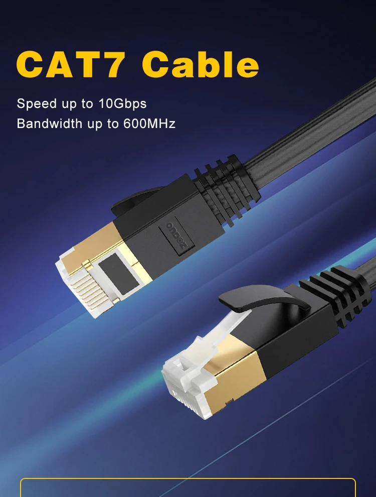 Pass Cat7 Flat Ethernet Cable RJ45 Gold-plated Connector Bare Copper ...