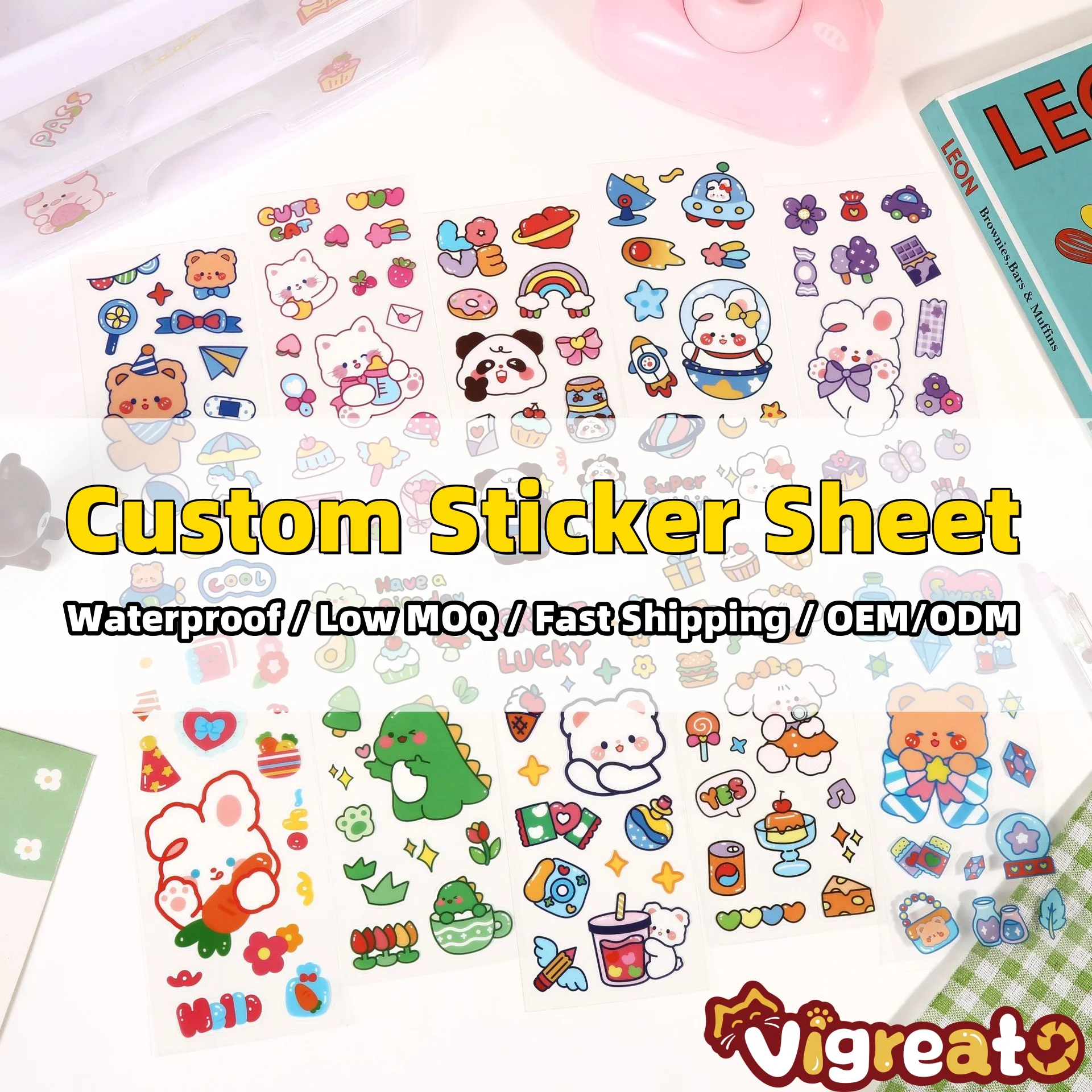 Customized Cute Stickers Paper Puffy Cartoon Vinyl Sticker Sheets ...