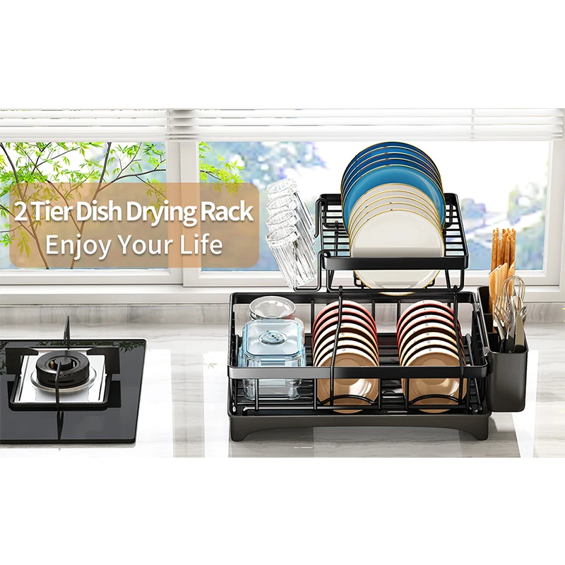 Detachable Multifunction Countertop Kitchen Dish Rack Drainer