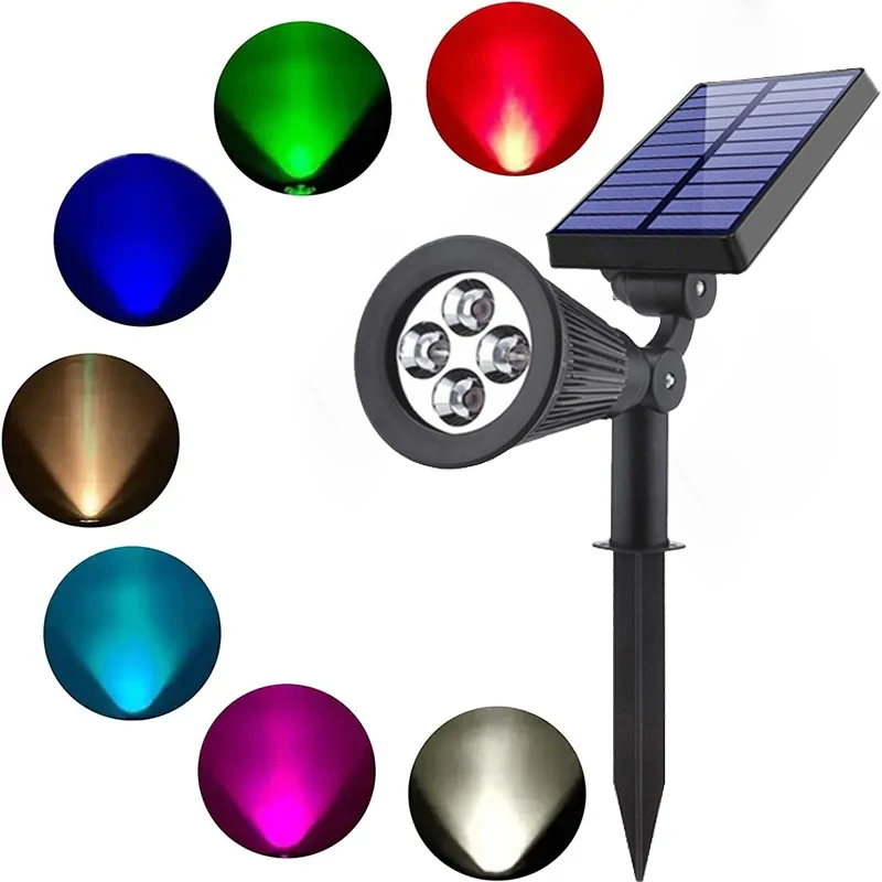 Alicsd Solar Spotlights Outdoor Flag Pole Light 4-led Rgb Color ...