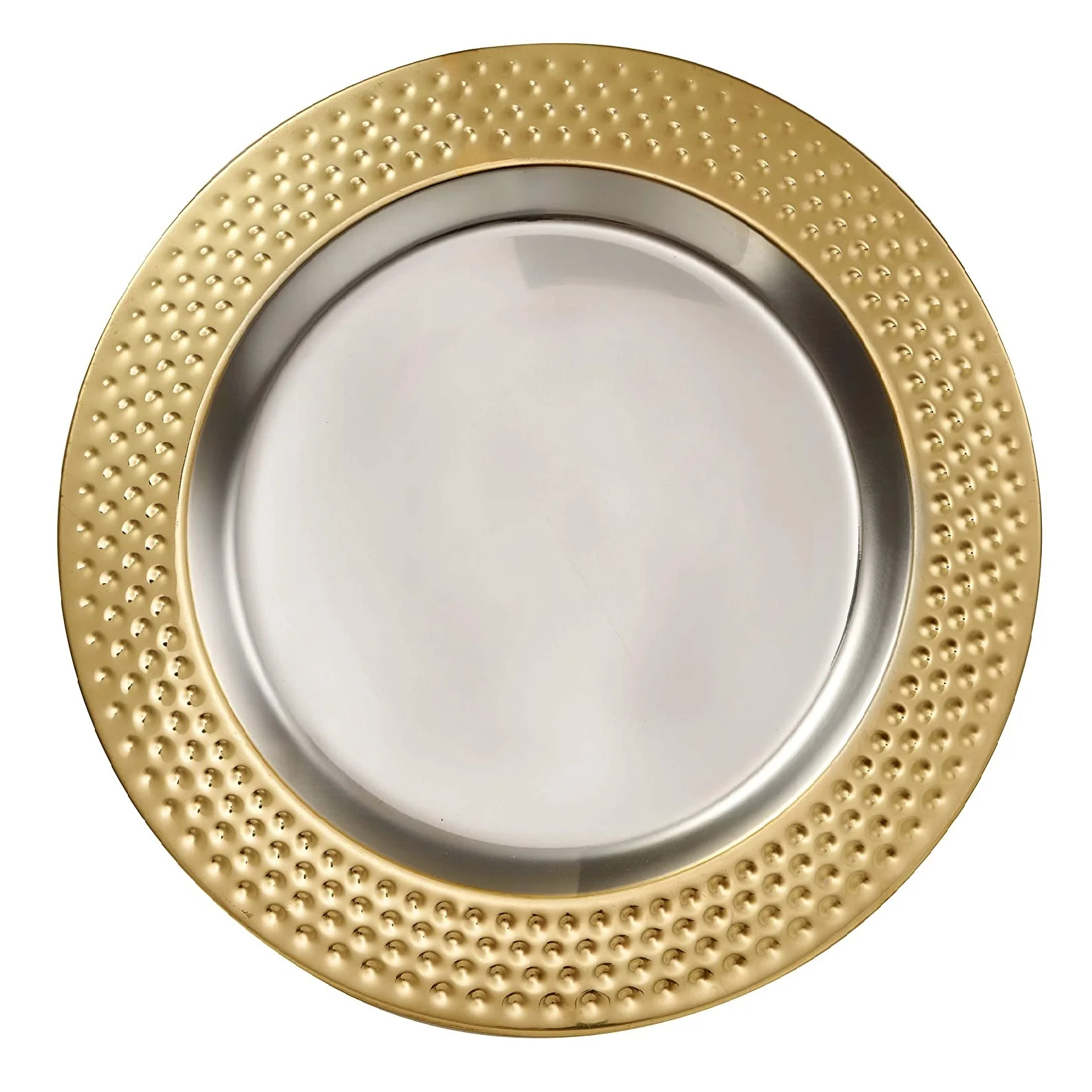 Attractive Round Metal Serving Dish With Hammered Design Durable ...
