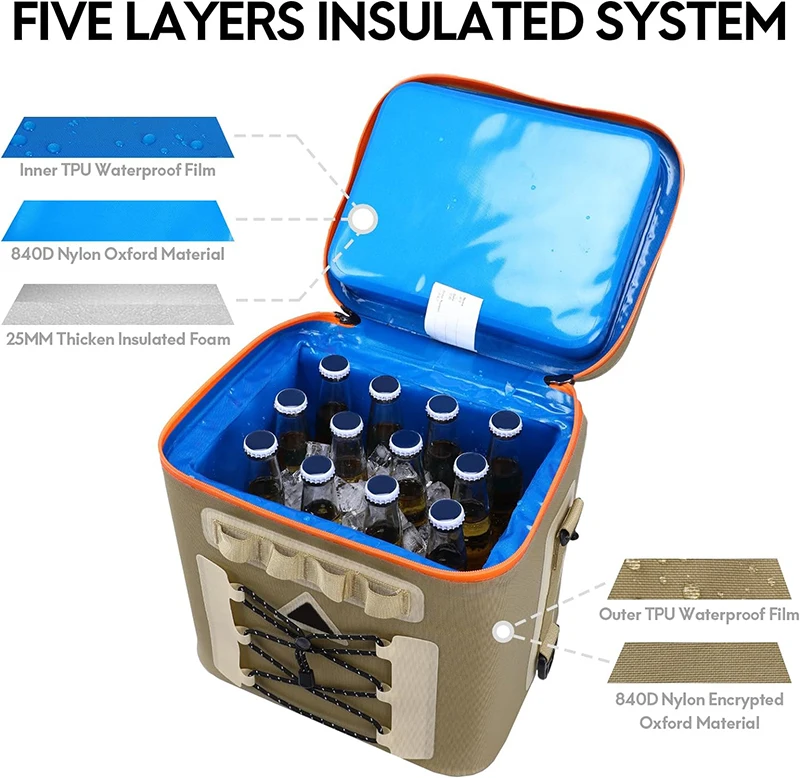 Heavy Duty 8-12 Can Soft Cooler Bag TPU Insulated Leakproof Waterproof ...