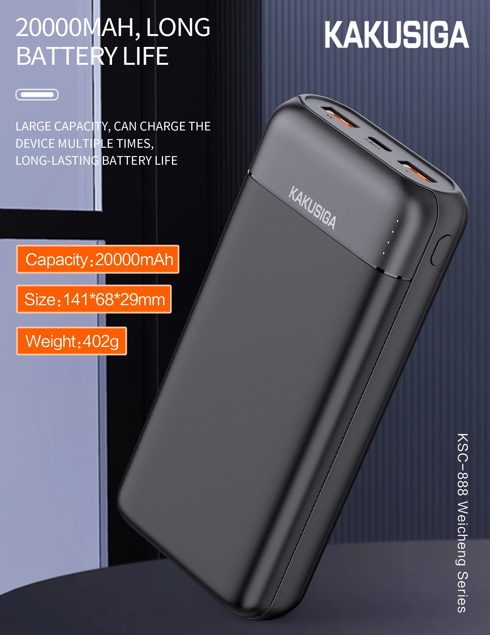 Kaku/kakusiga Power Bank 20000mah Pd20w+22.5w Mi Cro Type-c Usb Port ...