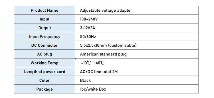 Variable Power Adapter Ac To 3~12v Dc Adjustable Power Dimmable ...