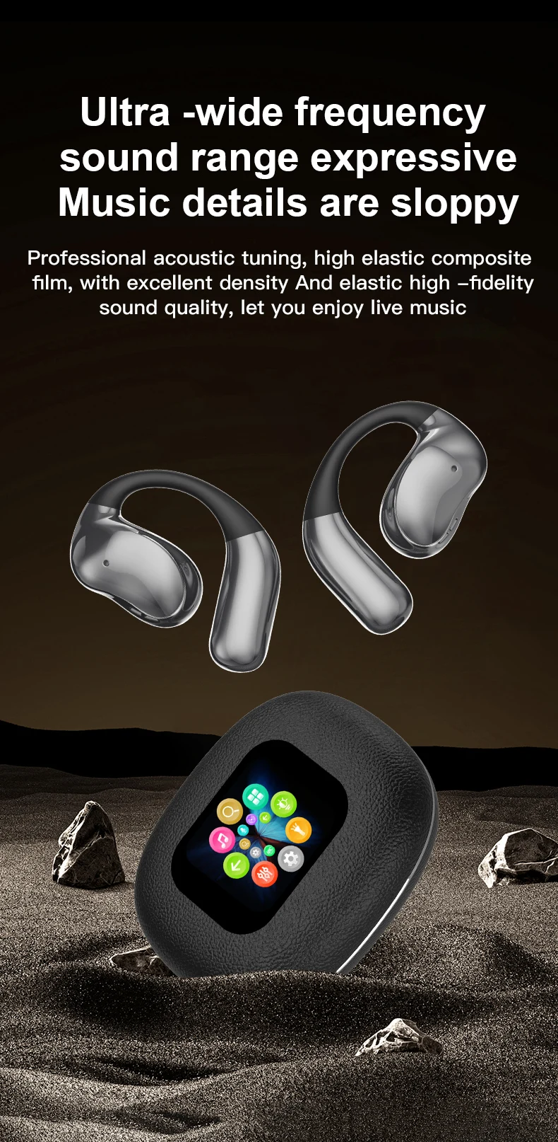 2025 Hot Sale Touch Screen Earphones with LCD Full-color OWS Earbud ...