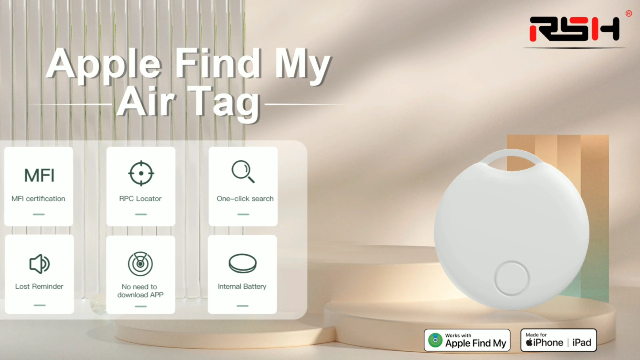 Rsh Mfi Certified Smart Tag Find My Ble Tracker Wallet Luggage Bike ...