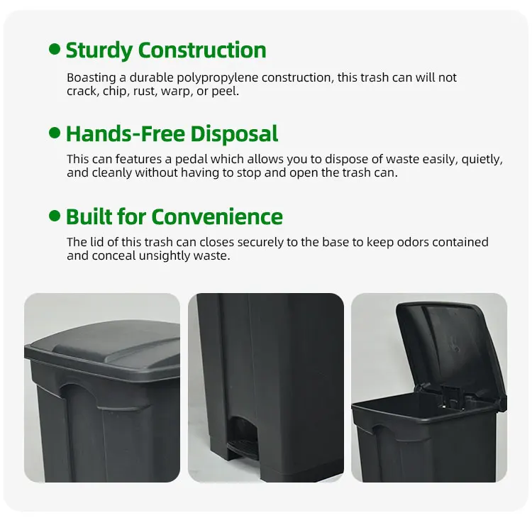 87L Plastic Step-on Trash Can - Hands-Free Waste Bin