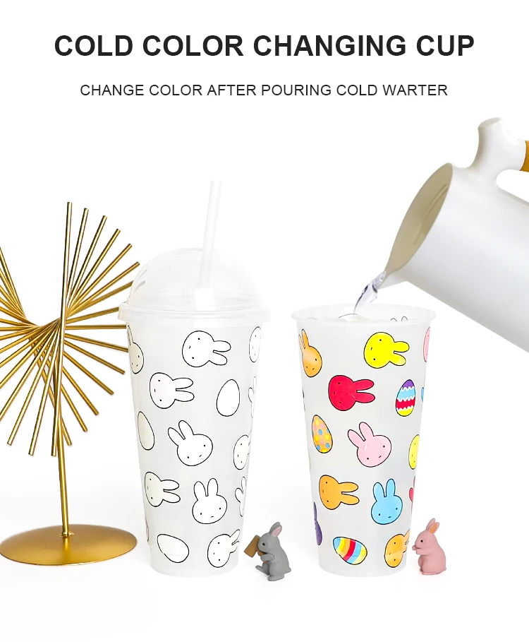 Reusable Cold Lid And Straw Plastic 24 Oz Color Changing Cups Gift ...