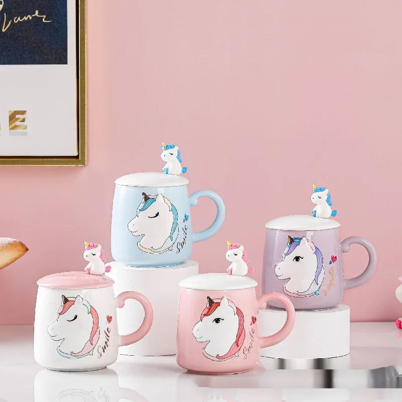 Cute Cartoon Ins Unicorn Ceramic Mug Handgrip Cup 400ml Back To School ...