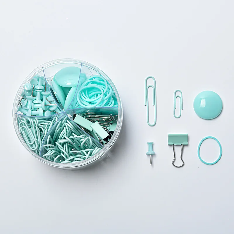 Macaron 6-cell Office Combination Bucket Pushpin Long-tail Metal Clip ...