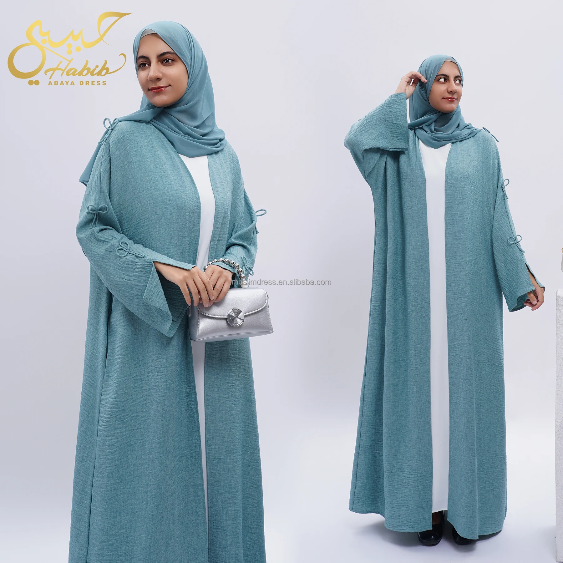 Alibaba.com: Habib 2025 Deep Green Polyester Adult Abaya Set ...
