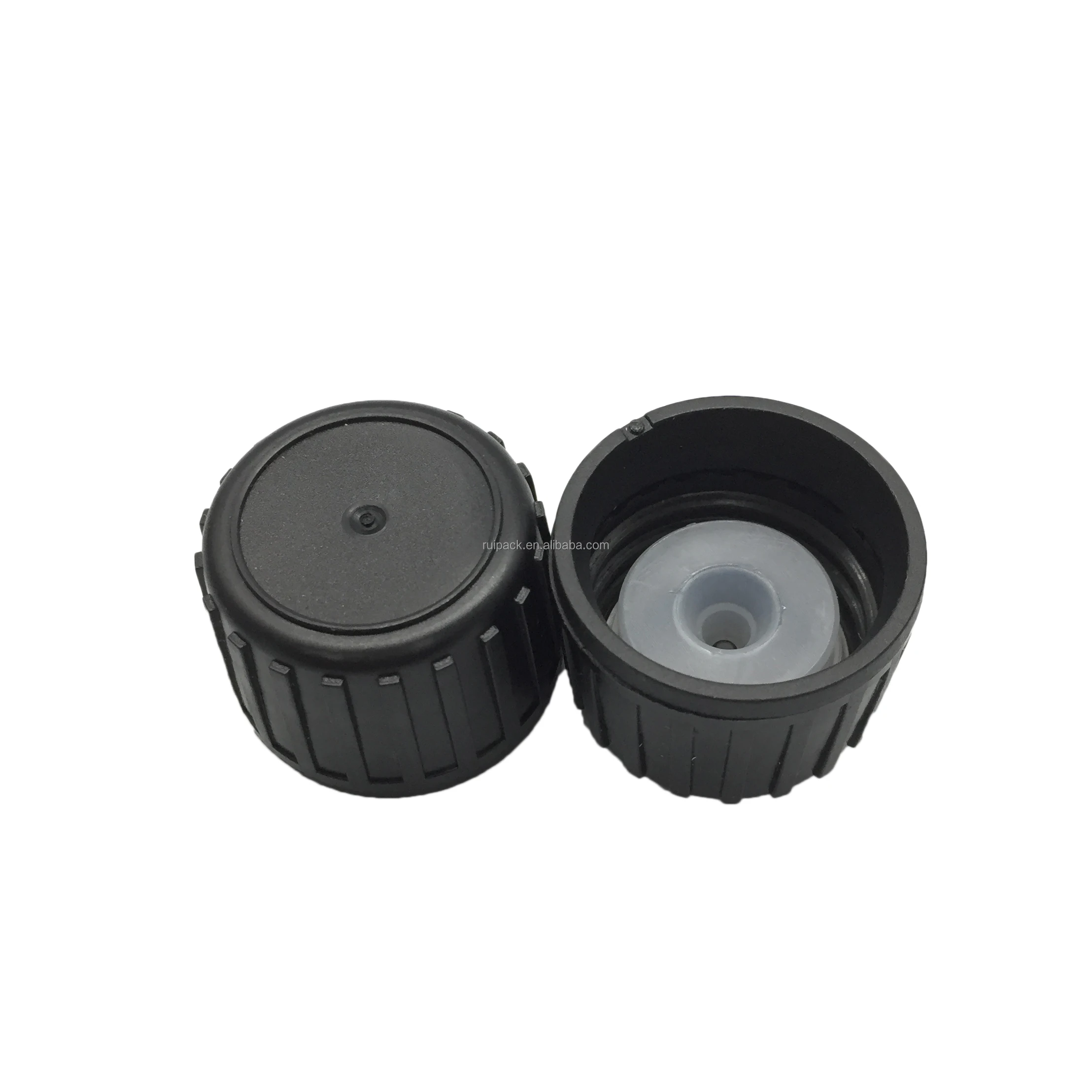 28mm Tamper Evident Black Essential Oil Bottle Cap with Insert Plug ...