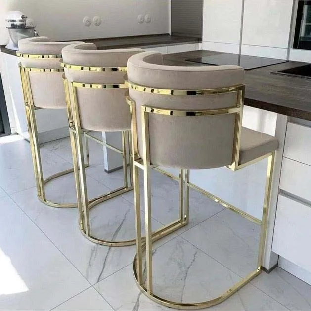 Alibaba.com: Hot Honeycomb U-shaped velvet bar stools with gold metal ...