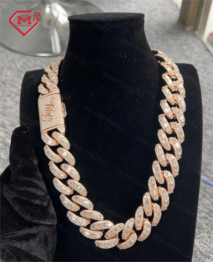 Luxury Rappers 20MM Iced Out Rose Gold Chain with Moissanite
