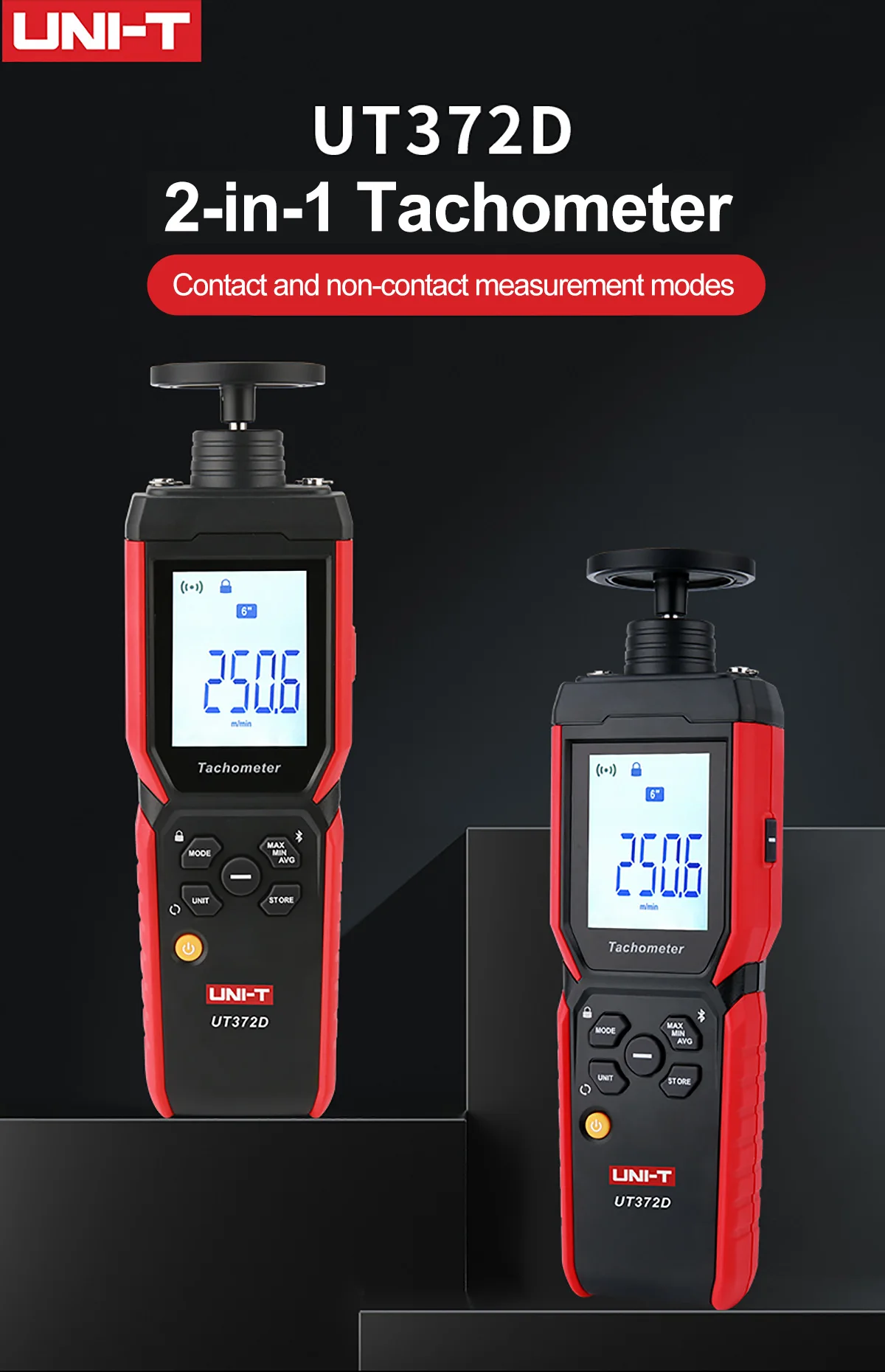 UNI-T UT372D Speed Tachometer - 2-in-1 Laser Tachometer