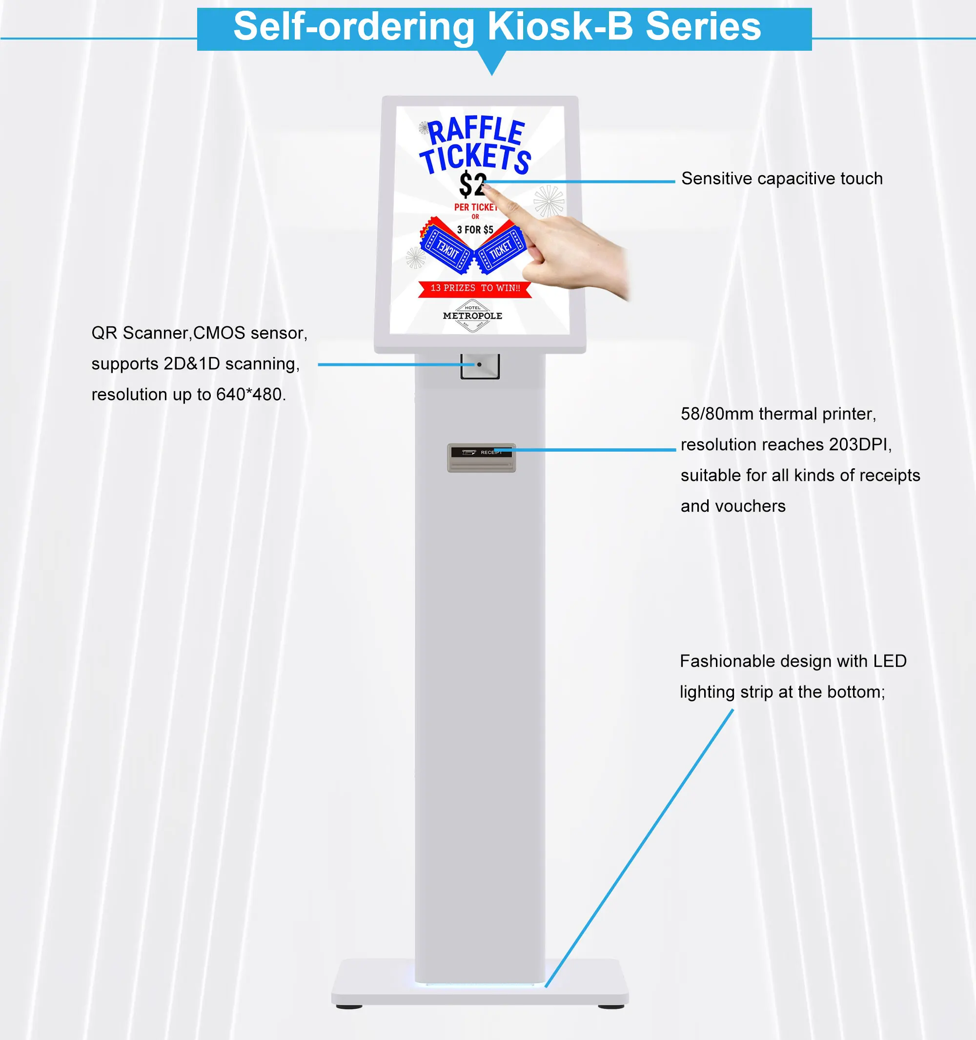 18.5" Self Order Kiosk Touch Screen Barcode Scanner Manufacturers ...