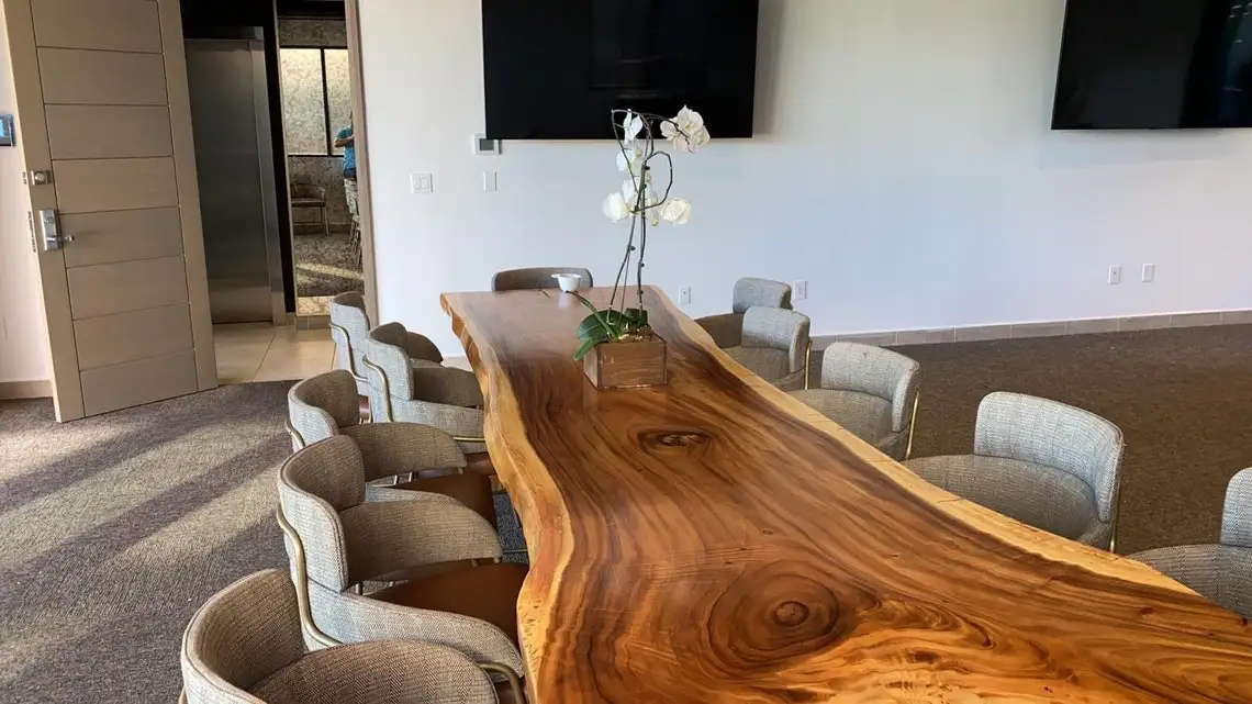 12 Seat Solid Wood Dining Table 300cm Acacia Slab - Modern Dining Room ...