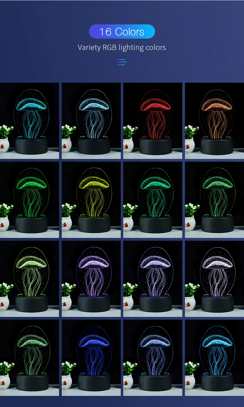 Beautiful LED Night Light - 3D Visual Lamp with Touch Sensor