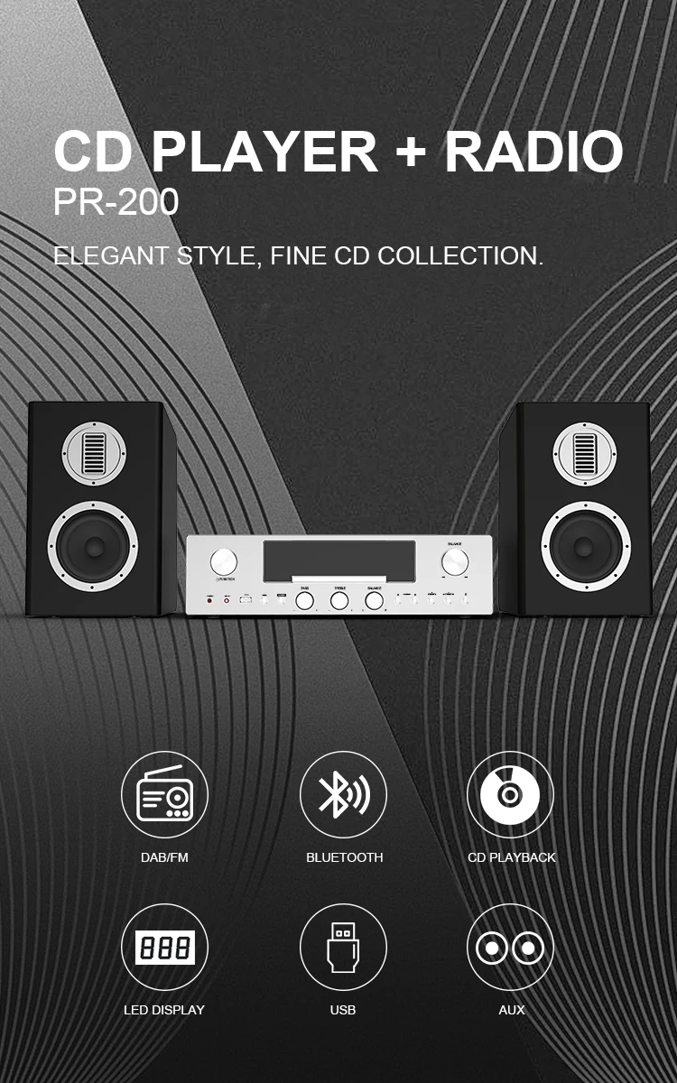 CD Player Professional Audio Receiver Amplifiers Phono Aux FM CD MP3 ...