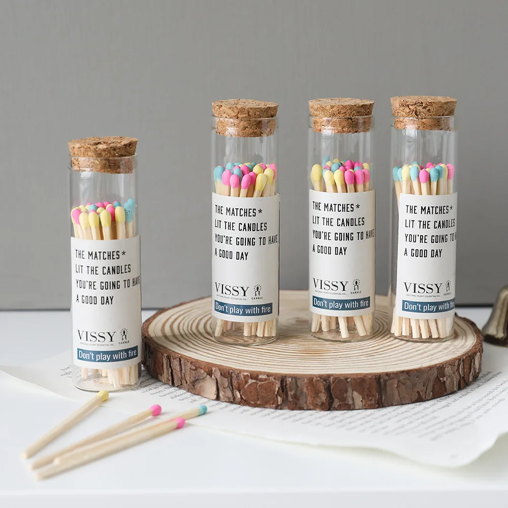 New Custom Colorful Match Sticks in Glass Jar Bottle Matches Wooden ...
