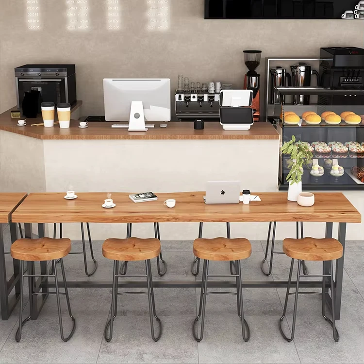 Live Edge Commercial Furniture Wood Top with Metal Legs Dining ...